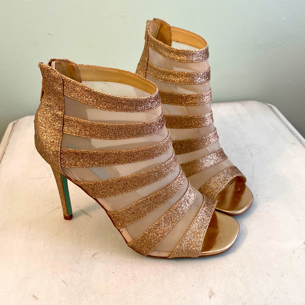 Betsey Johnson Alice Gold Glitter Booties - Gem